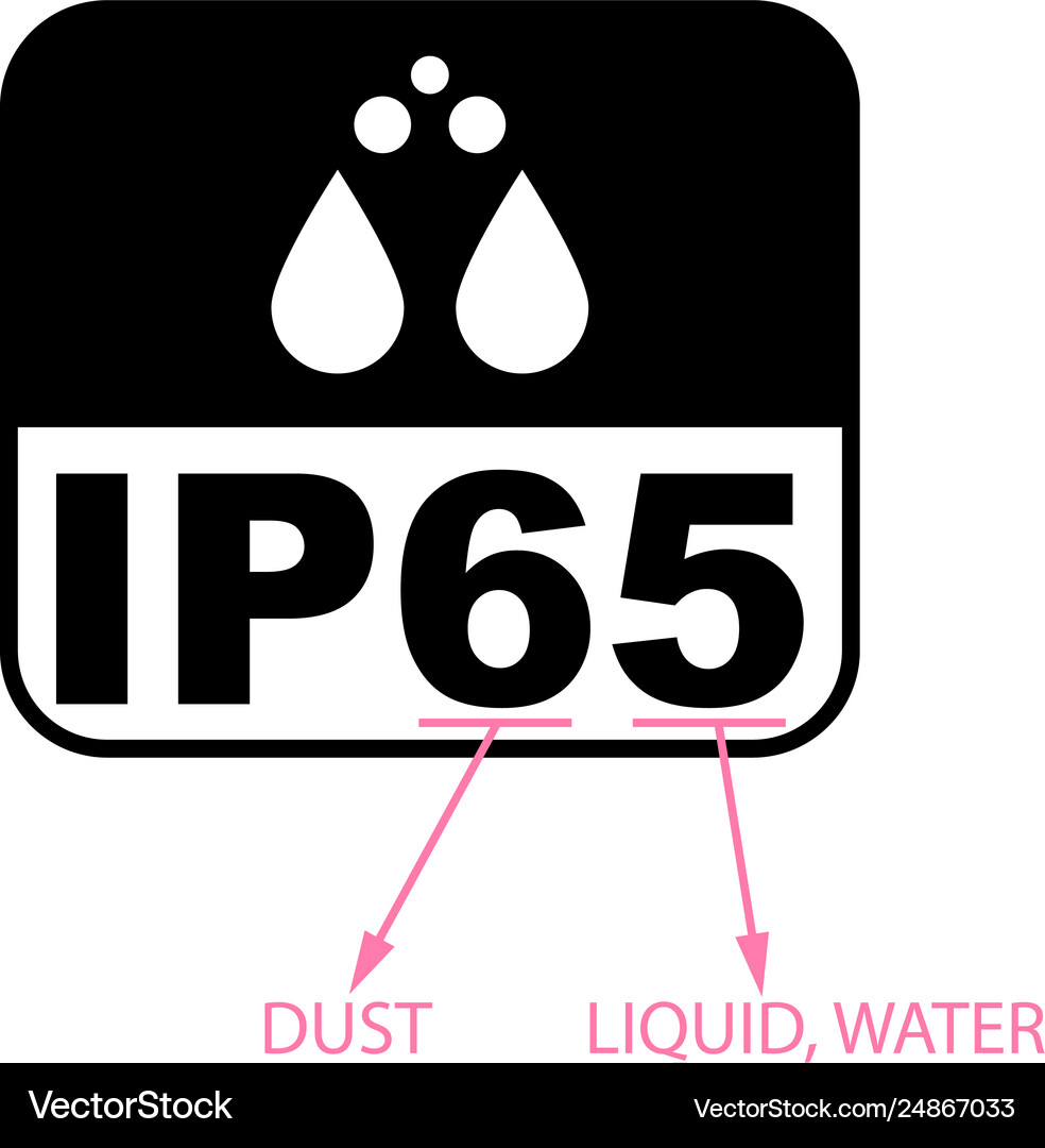 Ip65 protection certificate standard icon water Vector Image