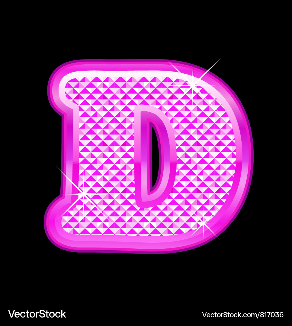 D letter pink bling girly Royalty Free Vector Image