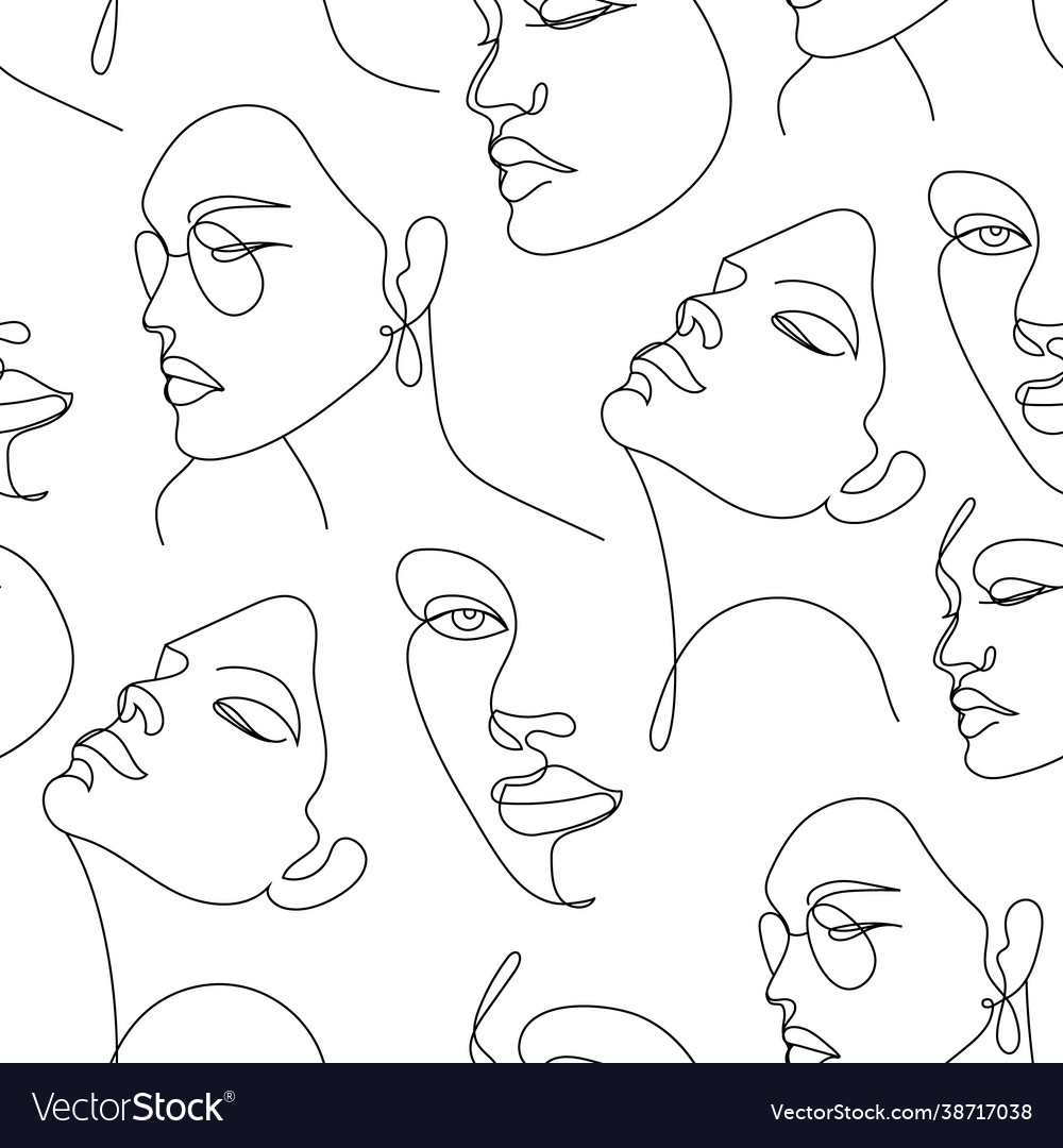 Seamless Pattern Continuous Line Art Royalty Free Vector
