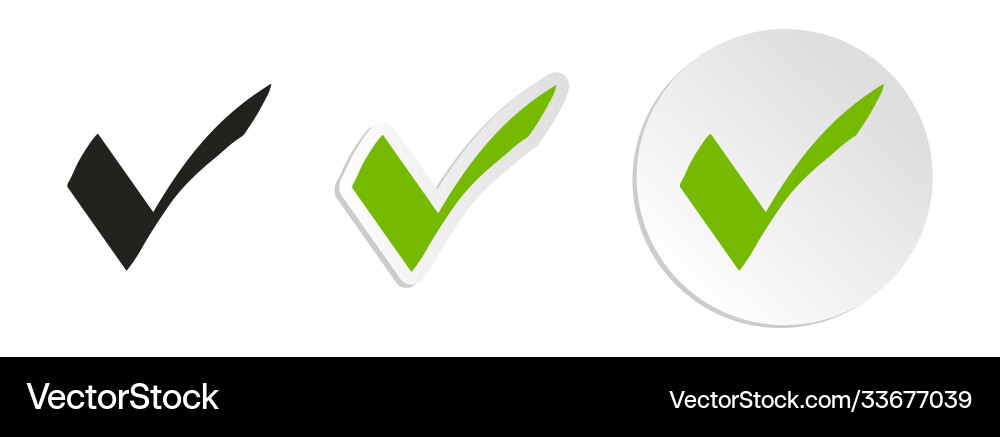 Green check mark icon set Royalty Free Vector Image