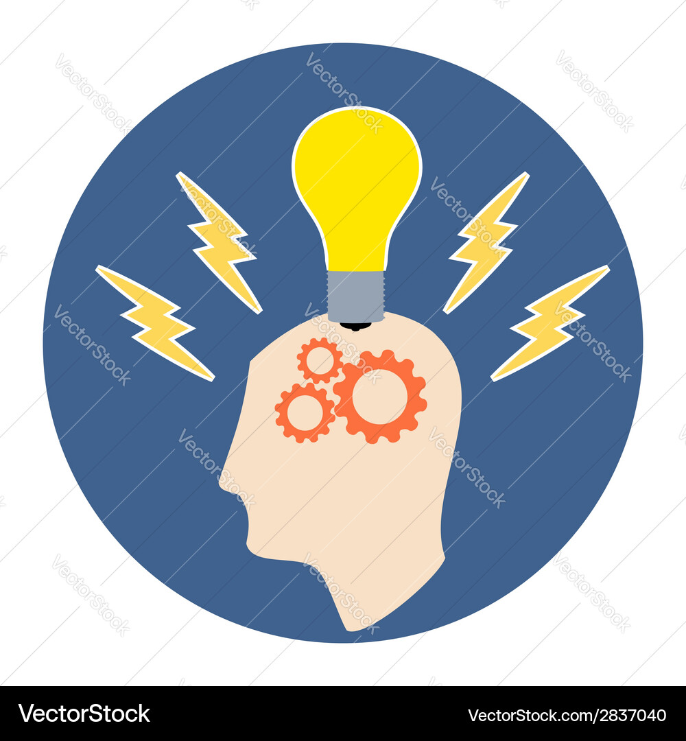 Brainstorming Icon Flat style Isolated in colored Vector Image