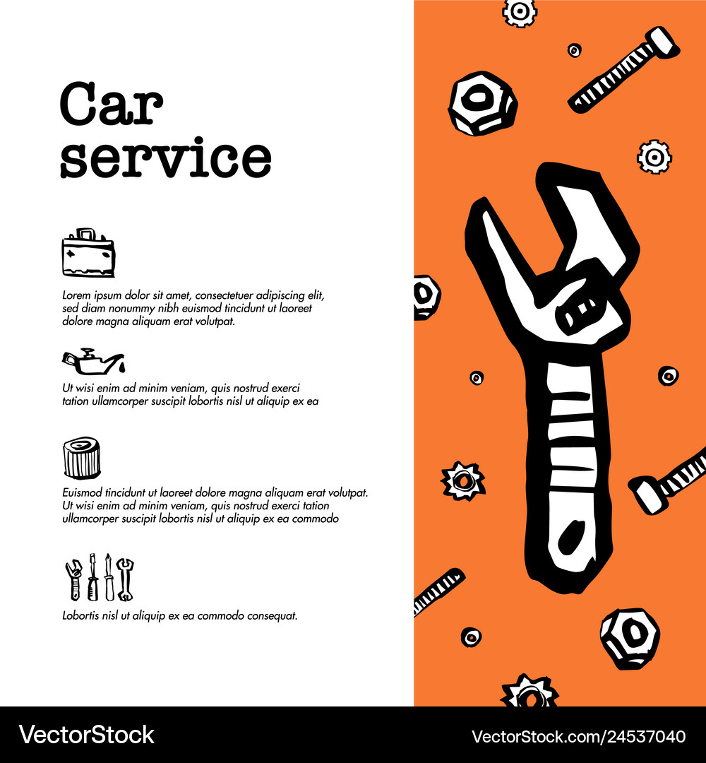 Car service concept set with parts and tools Vector Image