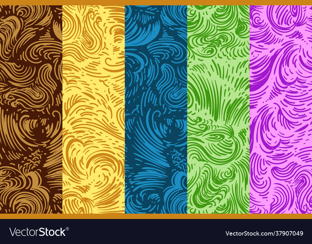 Doodle seamless pattern set Royalty Free Vector Image