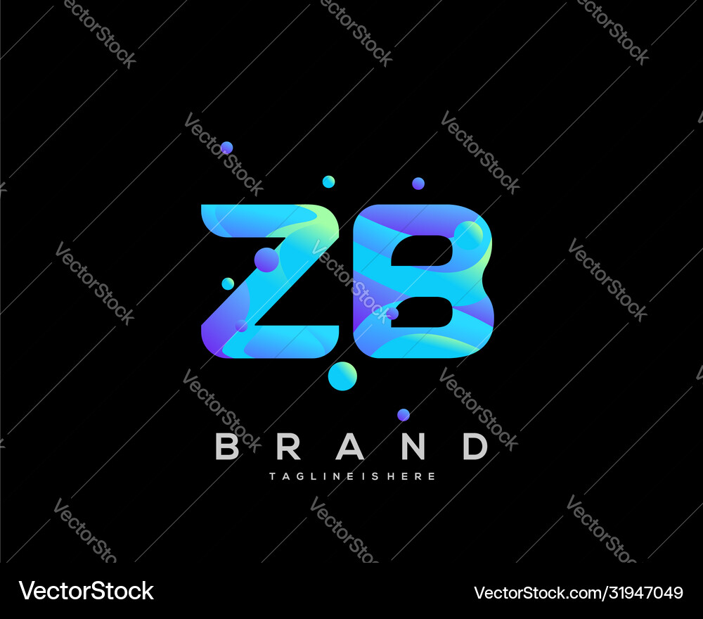 Zb initial logo with colorful template Royalty Free Vector