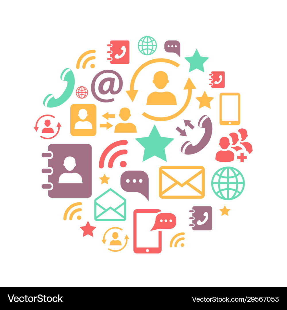 Communication colored icons background Royalty Free Vector