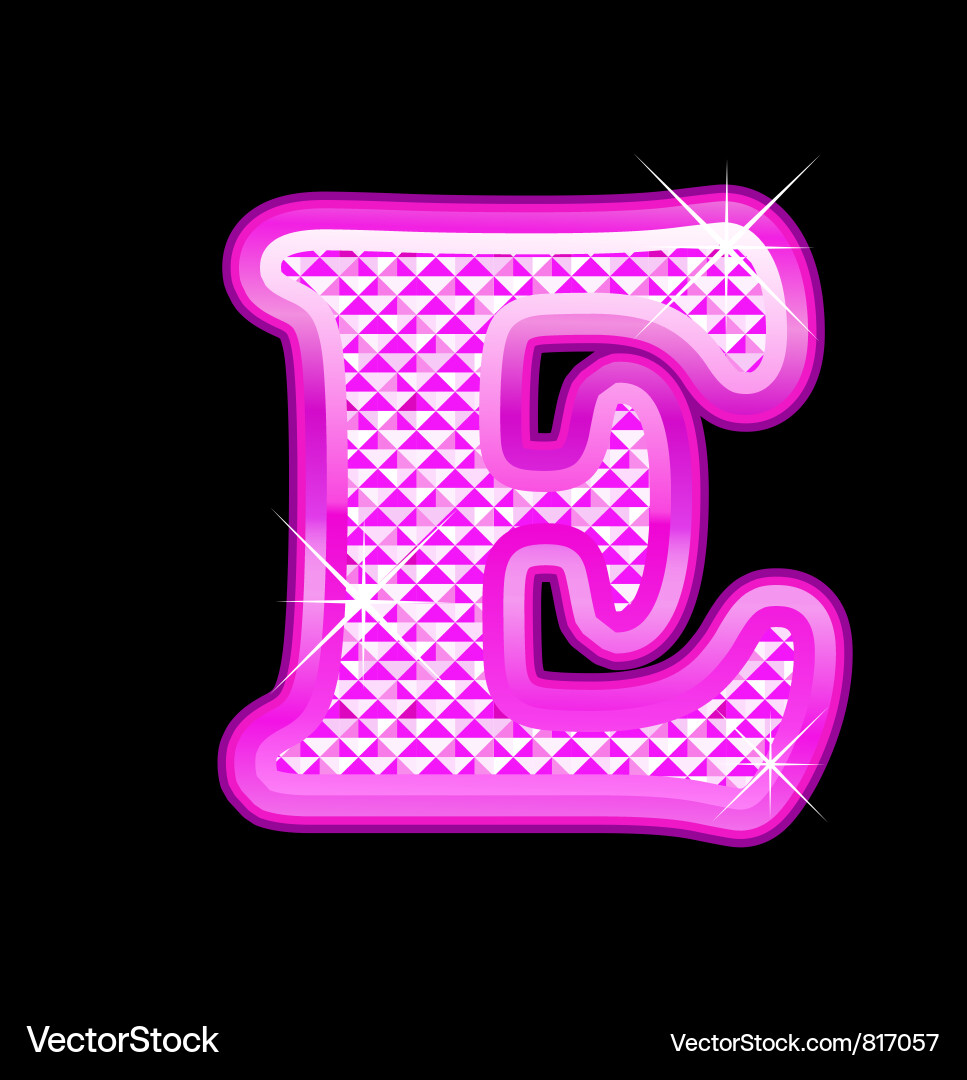 E letter pink bling girly Royalty Free Vector Image