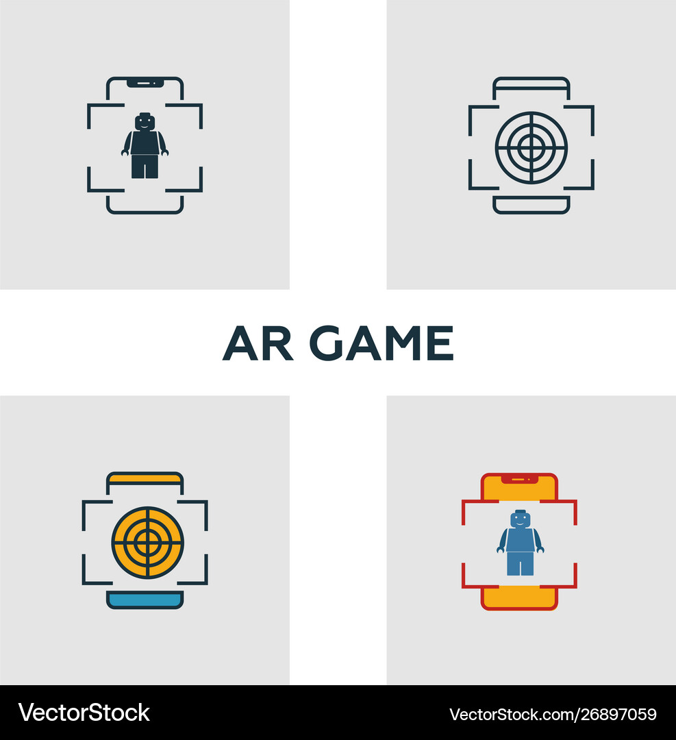 Augmented reality game icon set four elements Vector Image