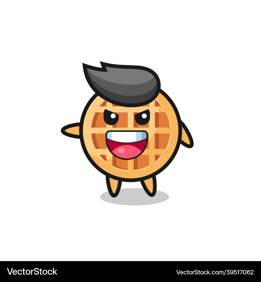 Circle waffle cartoon with very excited pose Vector Image