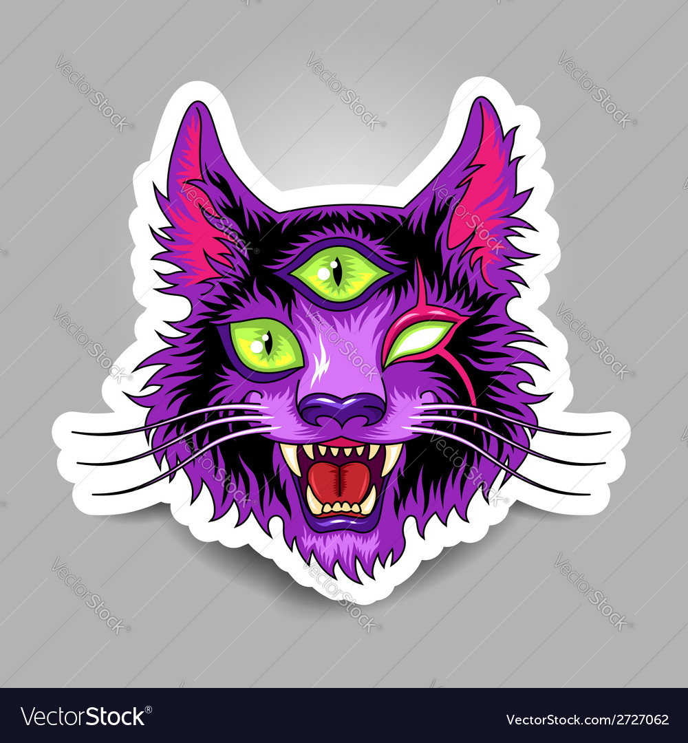 Devil cat sticker Royalty Free Vector Image - VectorStock