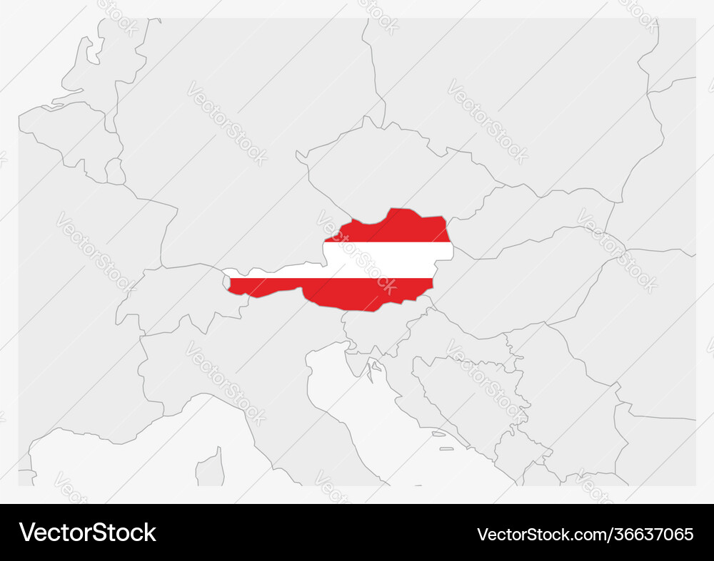 Austria map highlighted in flag colors Royalty Free Vector