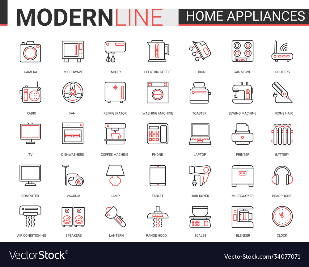 Home appliances flat line icon Royalty Free Vector Image
