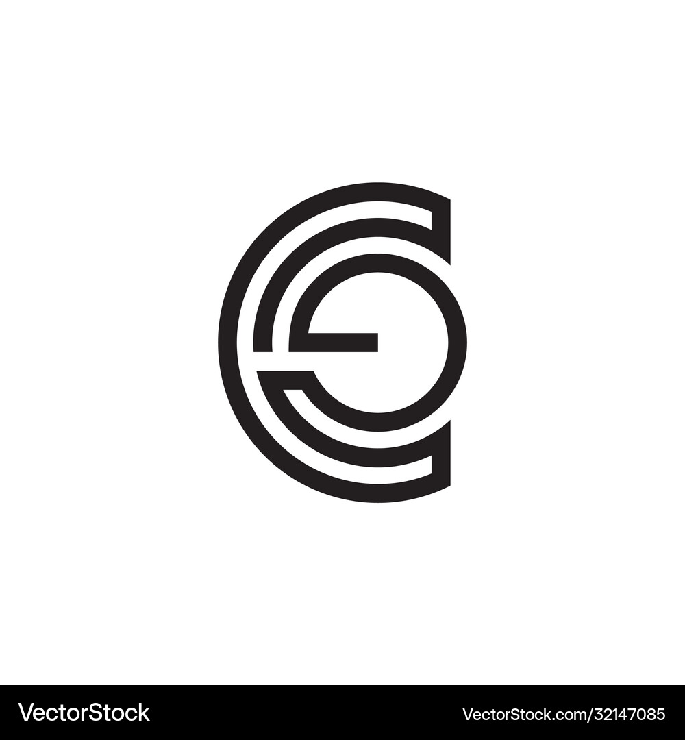 Abstract letter ce stripes linear design symbol Vector Image