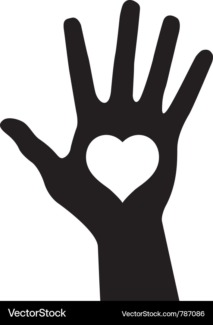 Hand with heart Royalty Free Vector Image - VectorStock