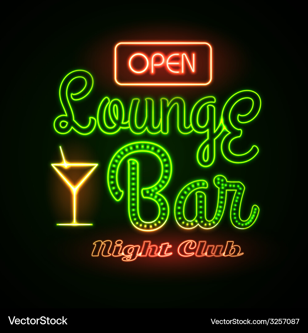 Neon sign Lounge bar Royalty Free Vector Image - VectorStock