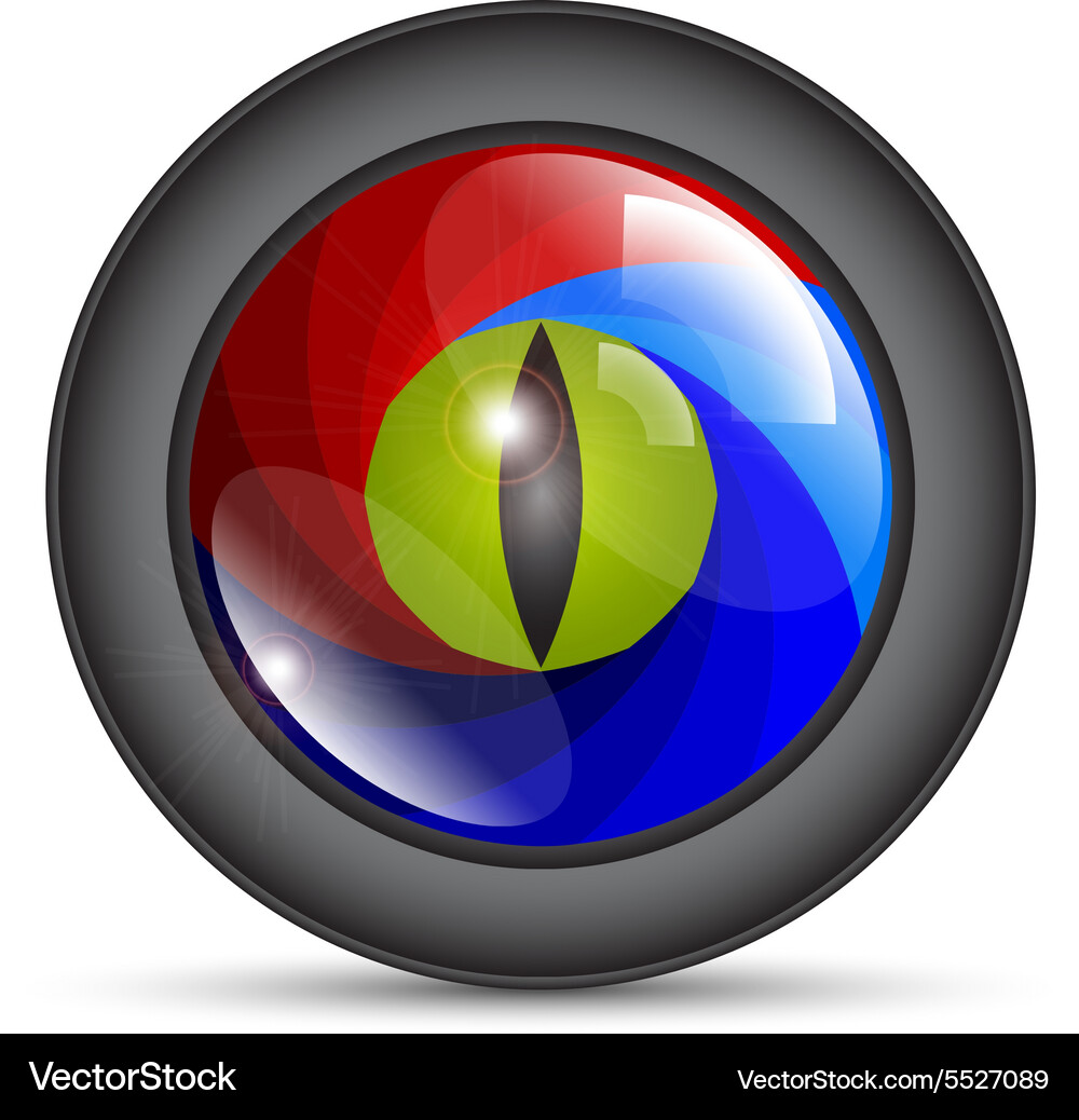 Camera photo lens with flare Royalty Free Vector Image