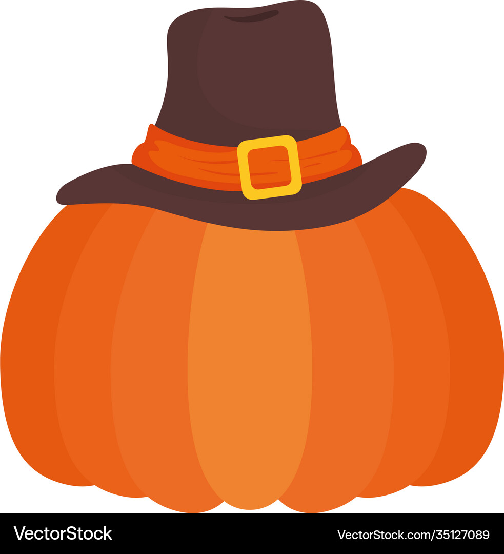 Thanksgiving piligrim hat accessory with pumpkin Vector Image
