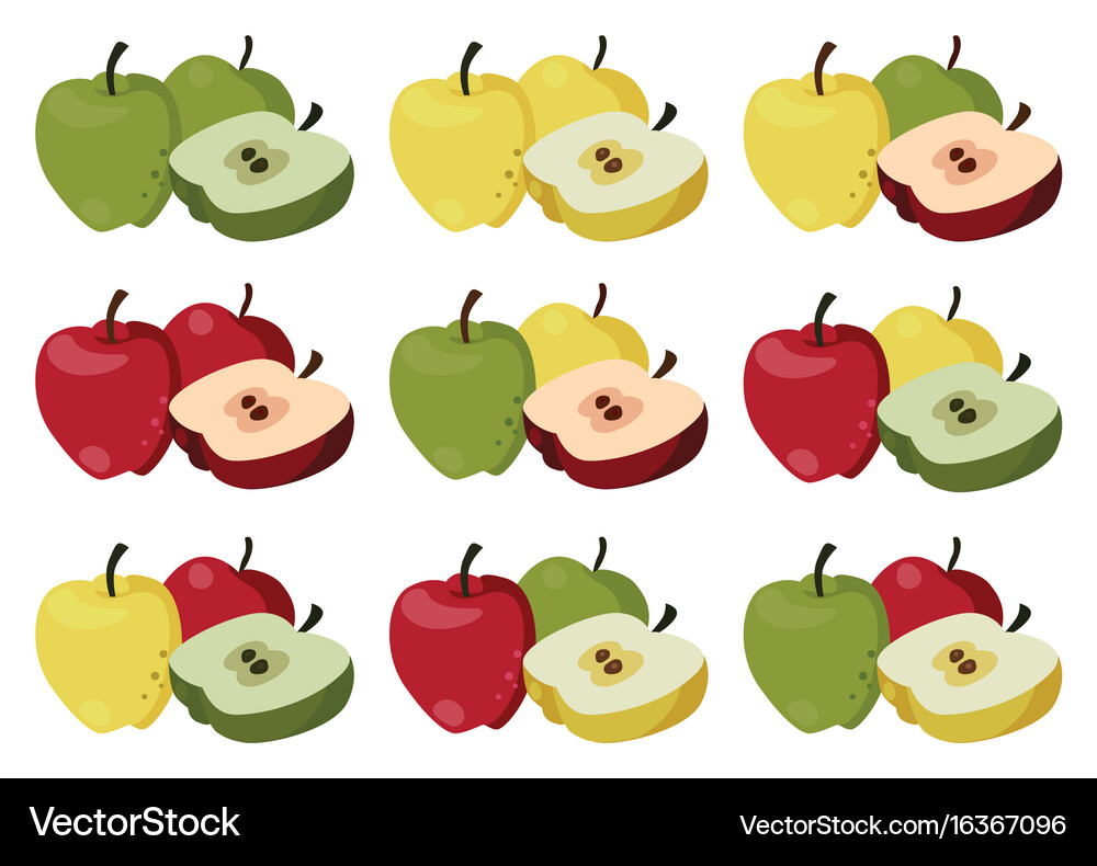 Set of multi-colored apples Royalty Free Vector Image