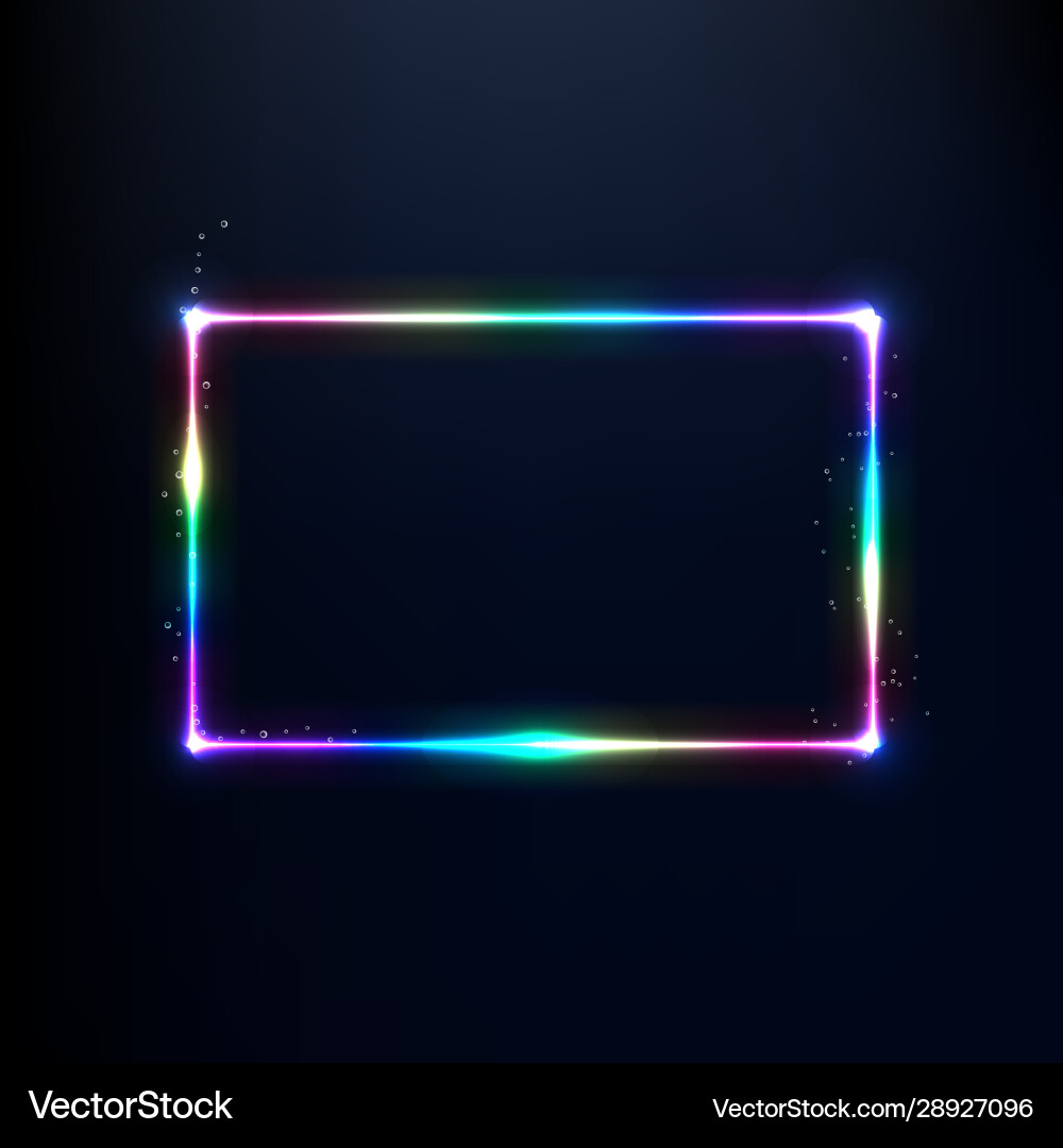 A neon rainbow rectangle is edged with sequins Vector Image