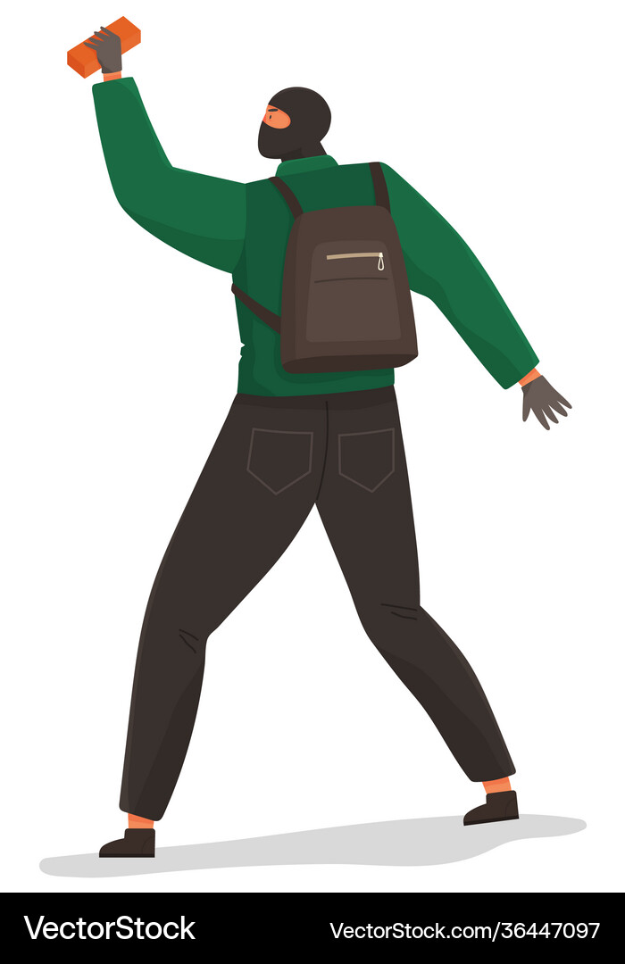 An aggressive man with a brick in hand isolated Vector Image