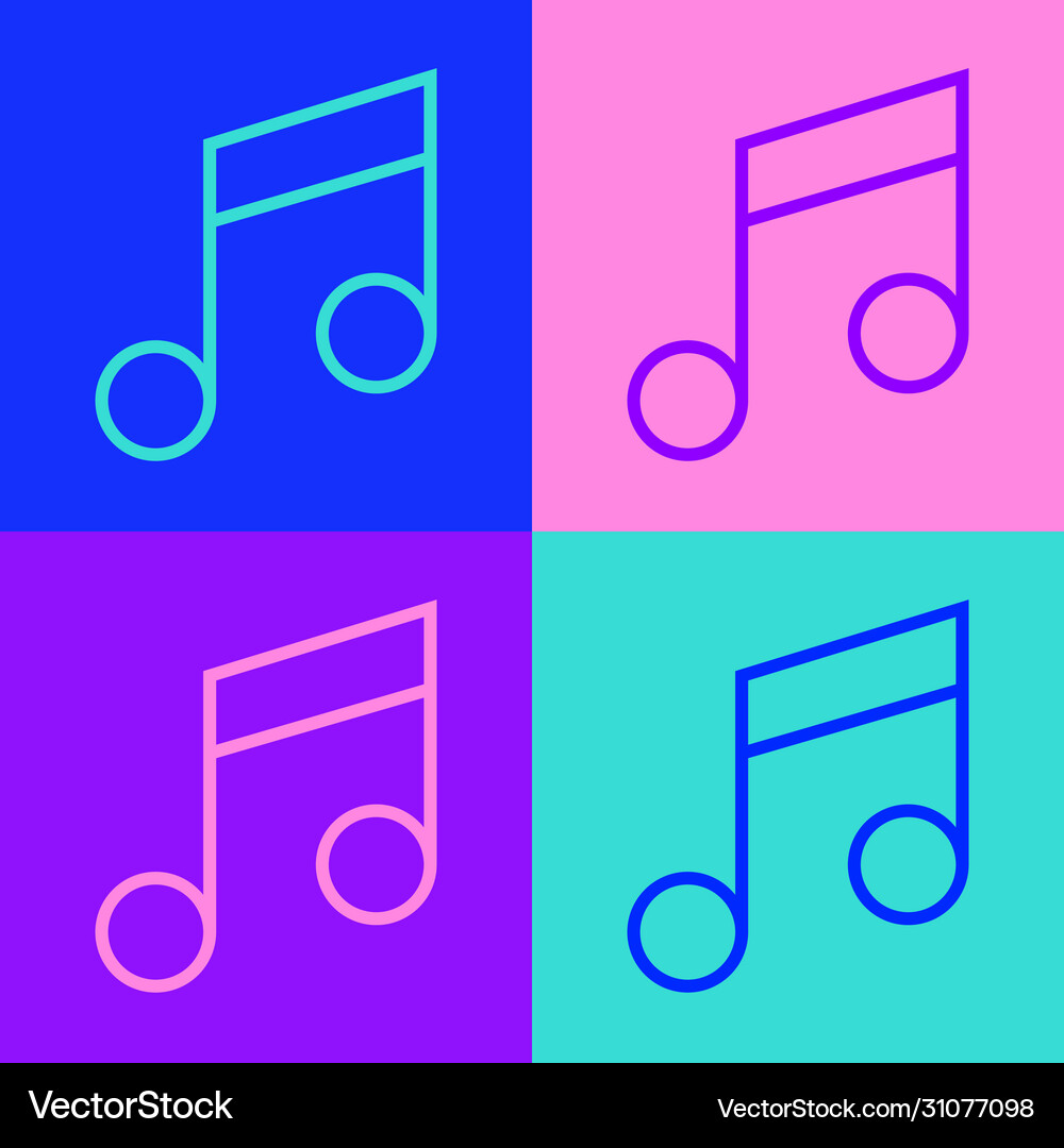Pop art line music note tone icon isolated Vector Image