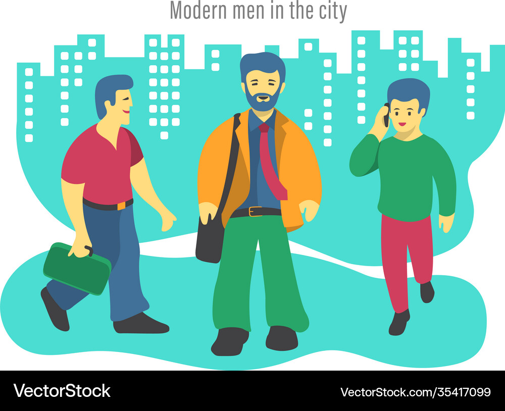 Three modern business men Royalty Free Vector Image