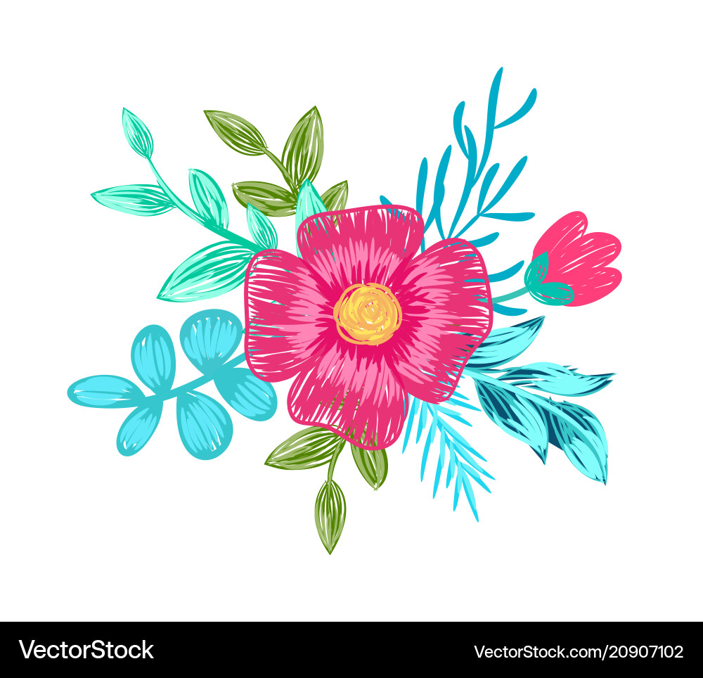 Pink flower with branches Royalty Free Vector Image