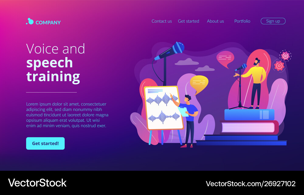 Voice and speech training concept landing page Vector Image