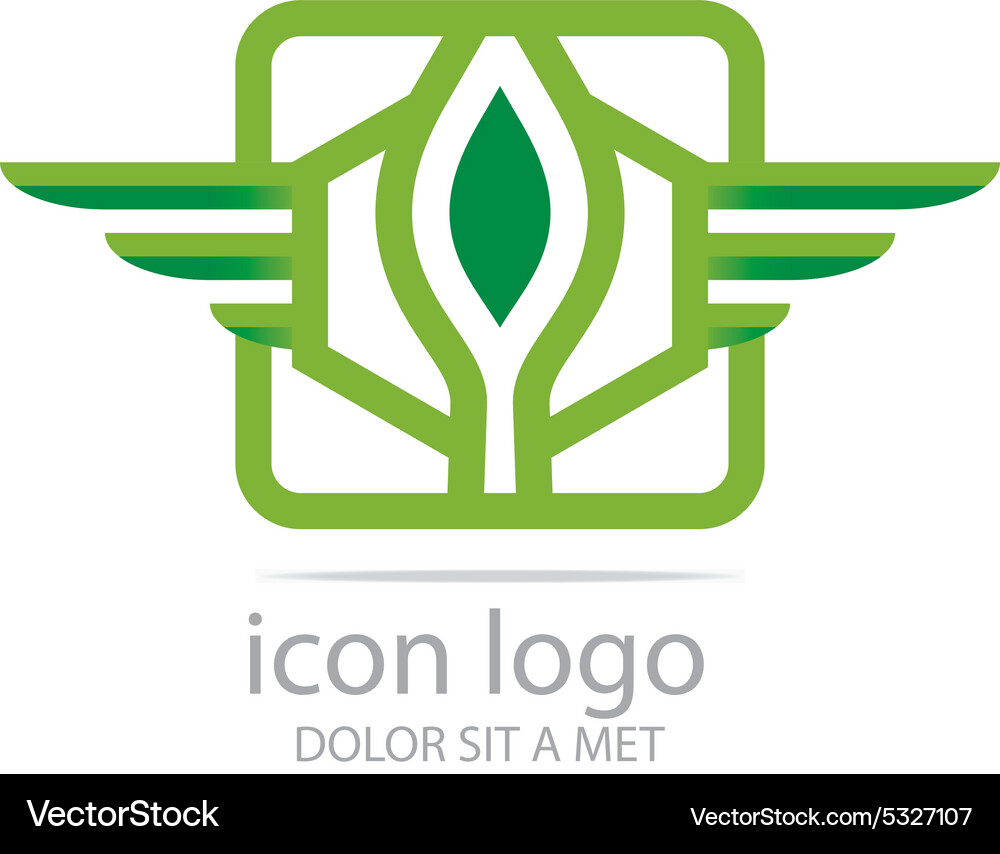 Icon hexagon winged green design symbol Royalty Free Vector