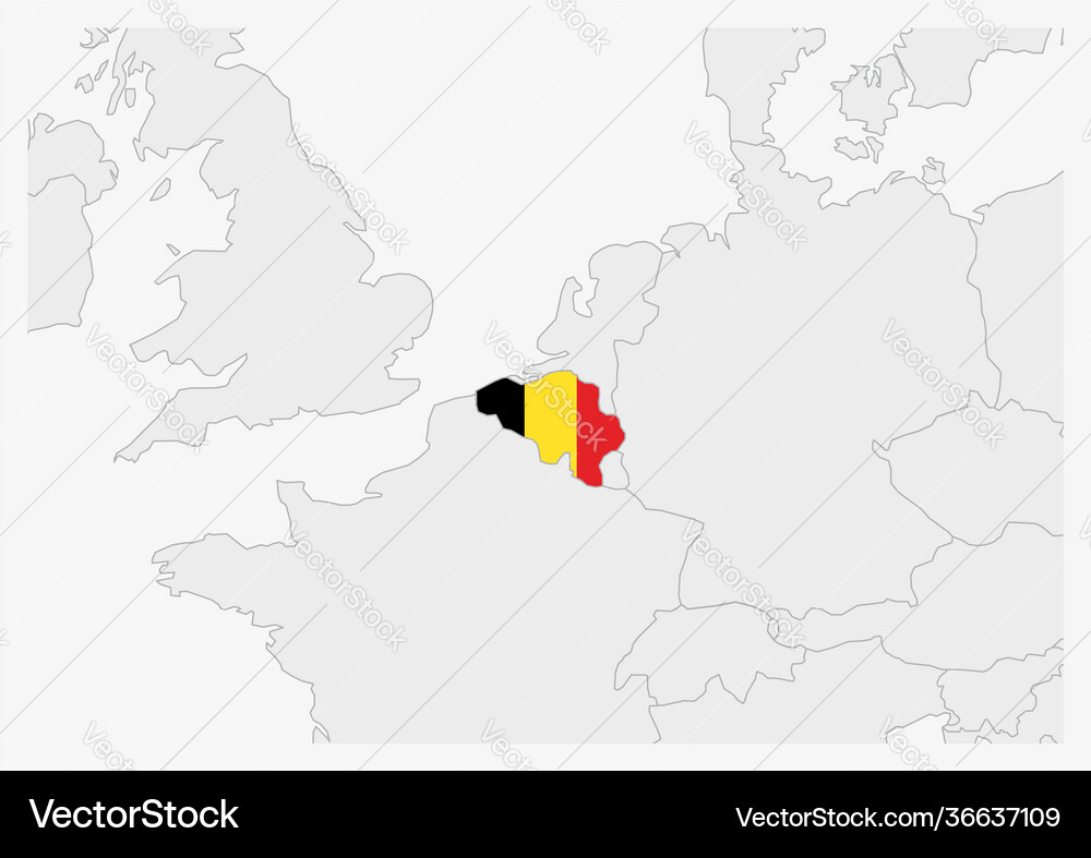 Belgium map highlighted in flag colors Royalty Free Vector