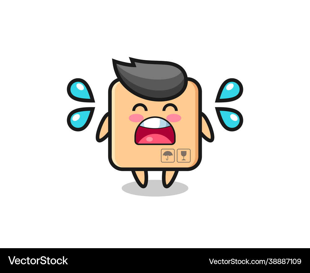 Cardboard box cartoon with crying gesture Vector Image
