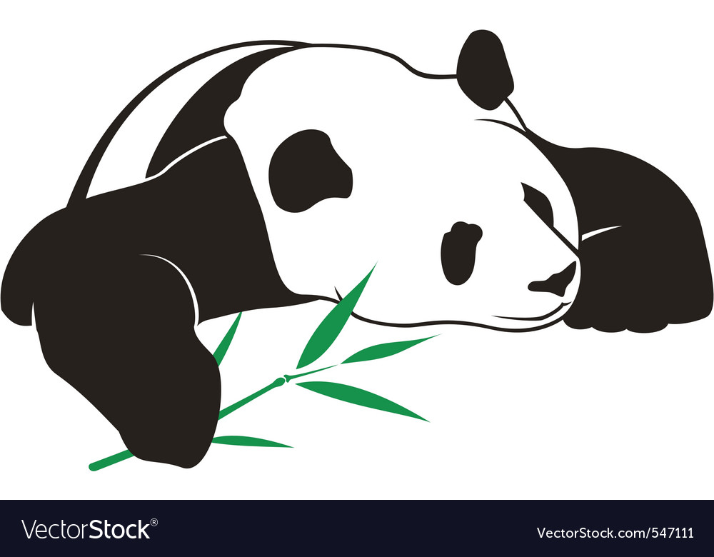 Panda with bamboo logo Royalty Free Vector Image