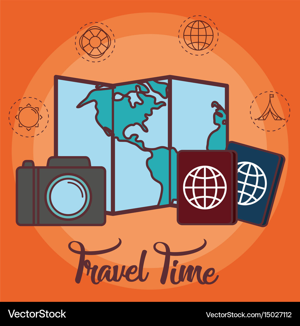 Travel time design Royalty Free Vector Image - VectorStock