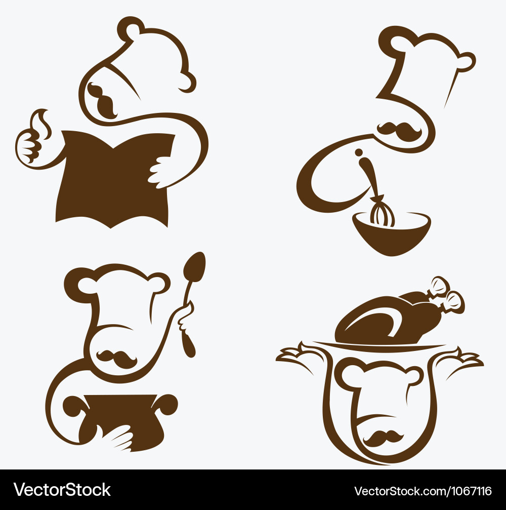 Cooking symbols and professionals emblems Vector Image