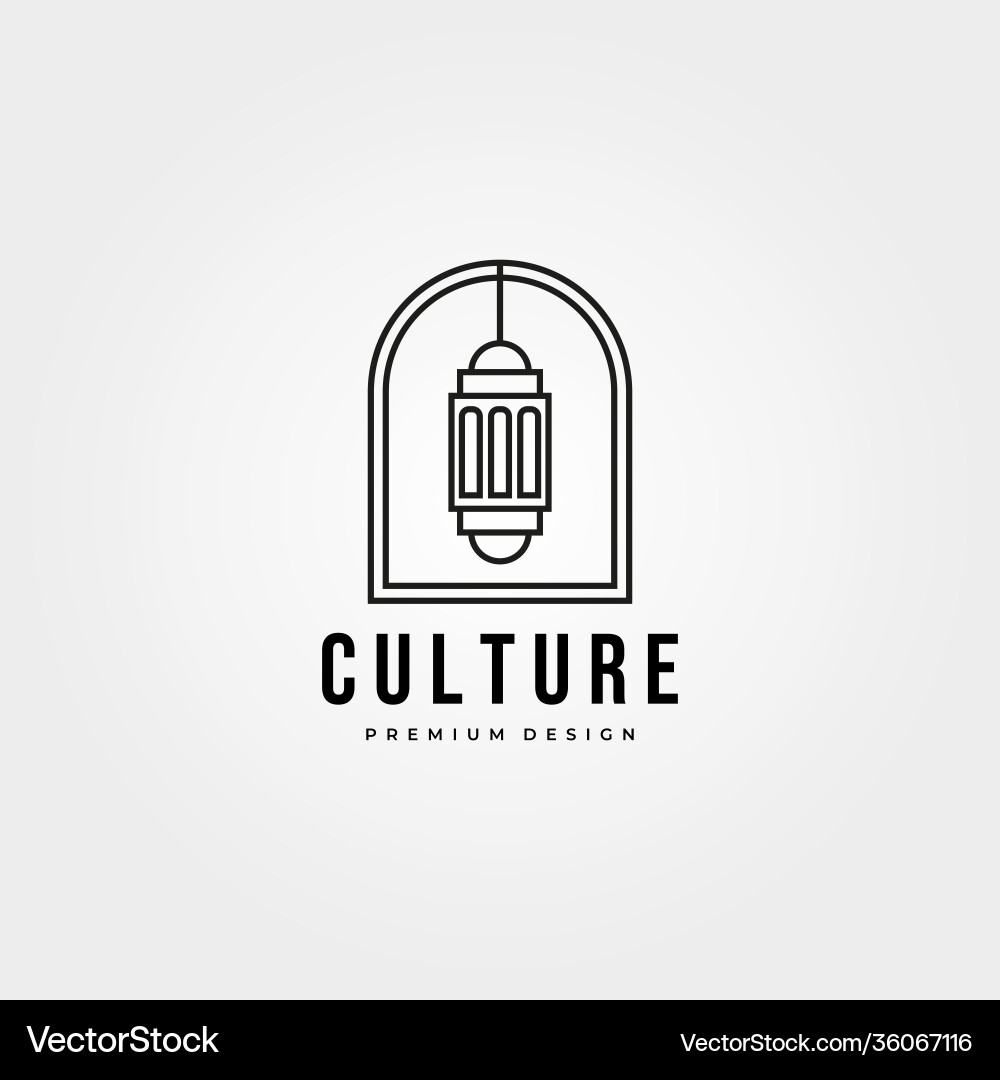 Ramadan lantern emblem logo line ar minimal Vector Image