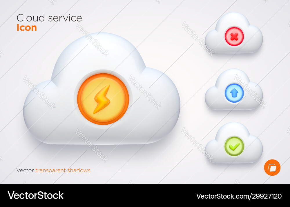 Set computer cloud icons with transparent Vector Image