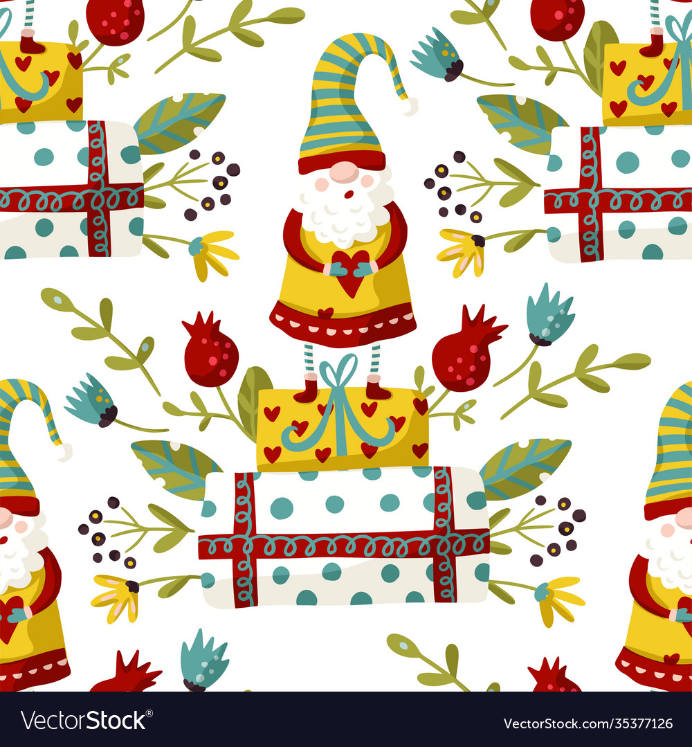 Seamless gnome pattern Royalty Free Vector Image