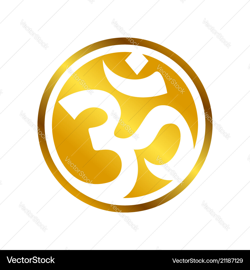 Golden om circular symbol design Royalty Free Vector Image