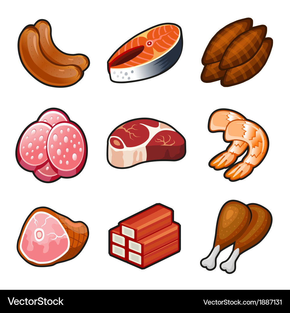 Meat food icons set Royalty Free Vector Image - VectorStock