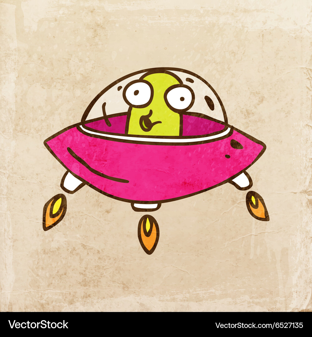 Alien in Spaceship Cartoon Royalty Free Vector Image