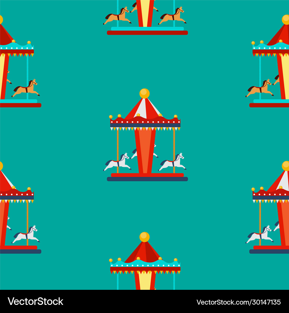 Amusement park element carousel with horses Vector Image