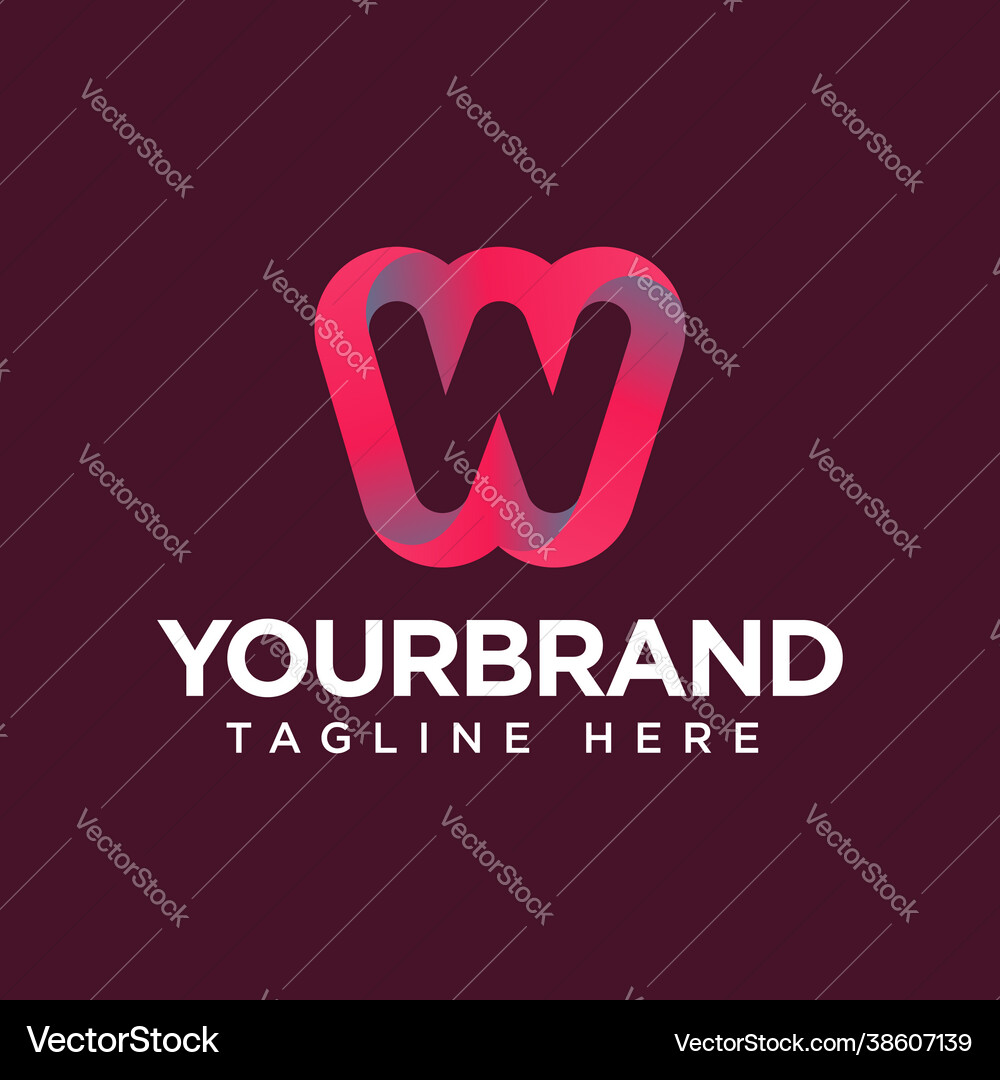Logo w letter gradient isolated on red background Vector Image