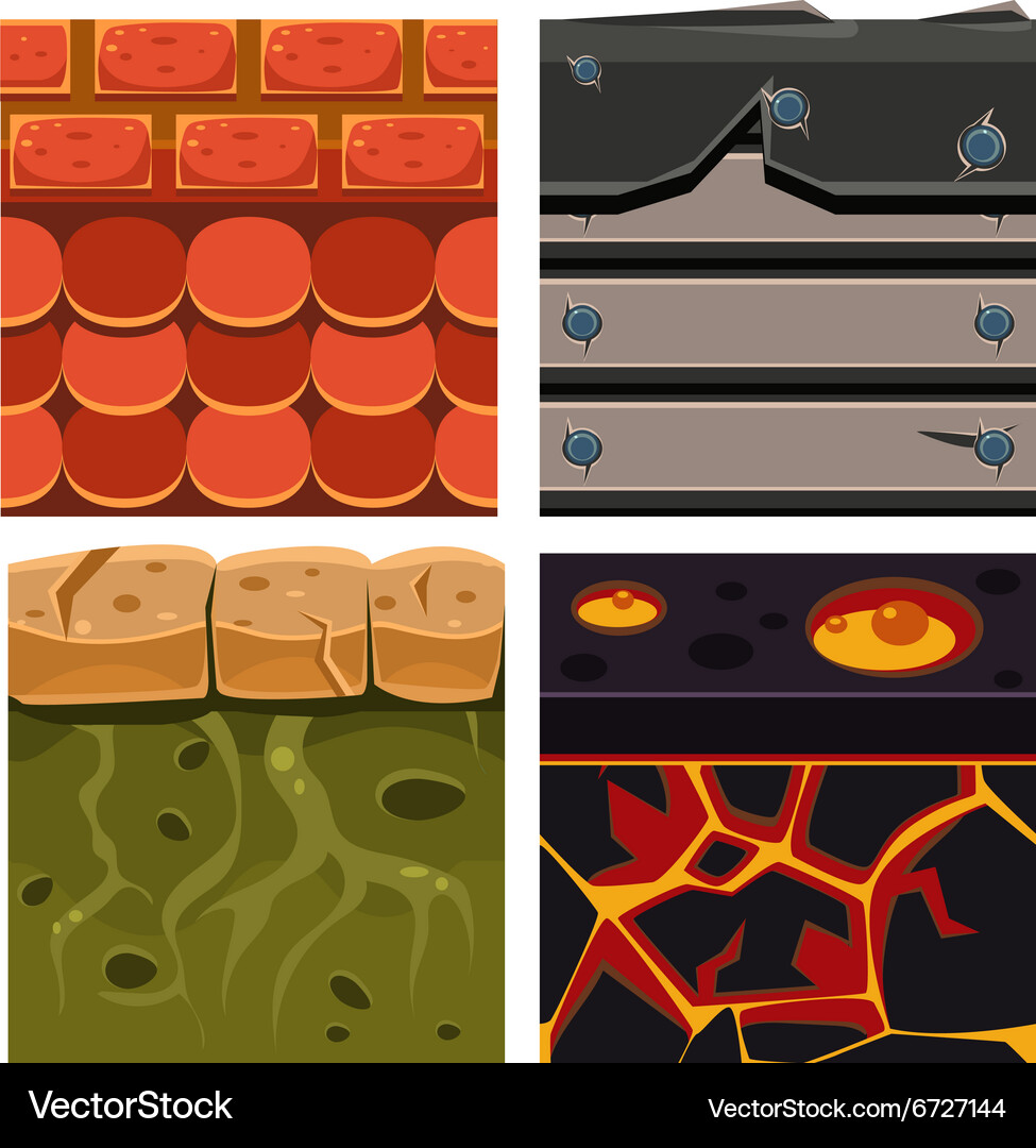 Textures for platformers icons set Royalty Free Vector Image