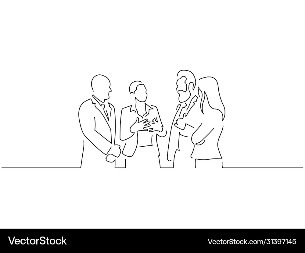 Teamwork line drawing design Royalty Free Vector Image