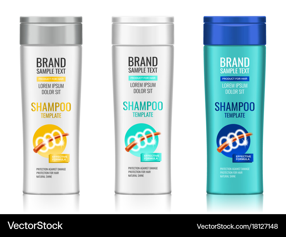 Cosmetic packaging realistic plastic shampoo Vector Image