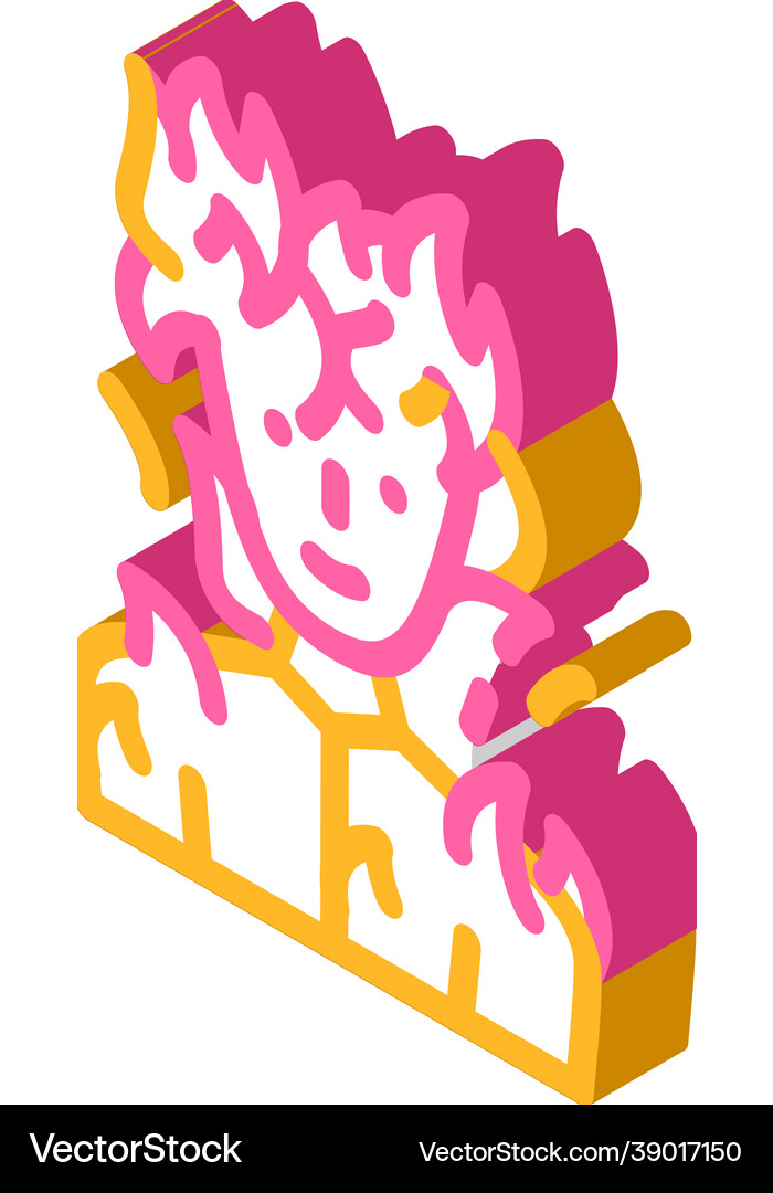 Burning man fantasy character isometric icon Vector Image