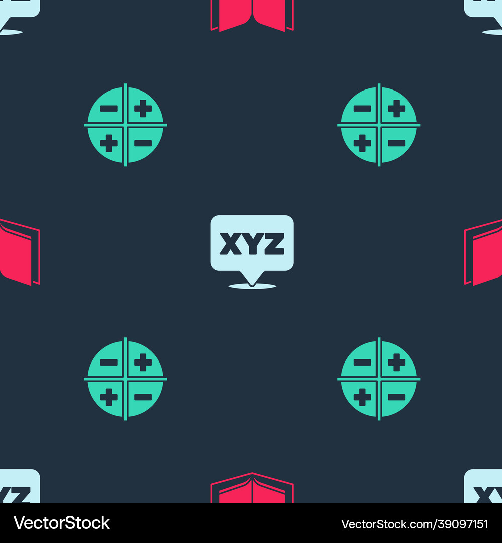 Set open book xyz coordinate system Royalty Free Vector