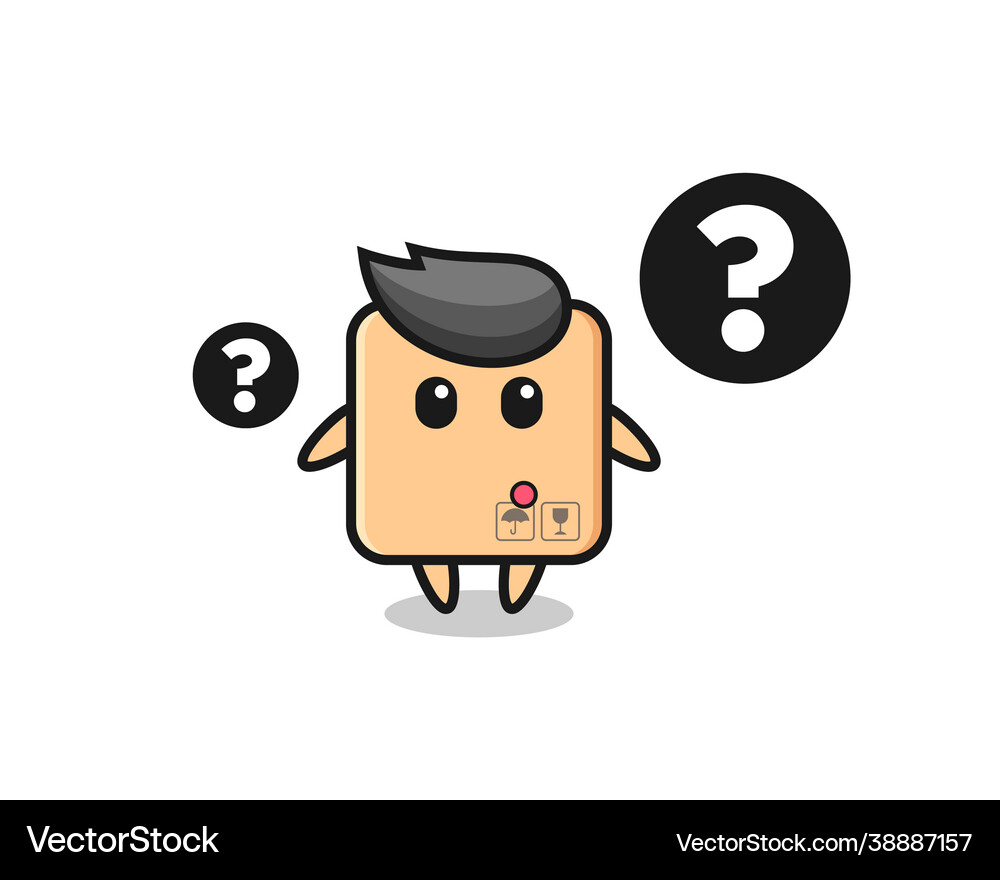 Cartoon cardboard box with question mark Vector Image