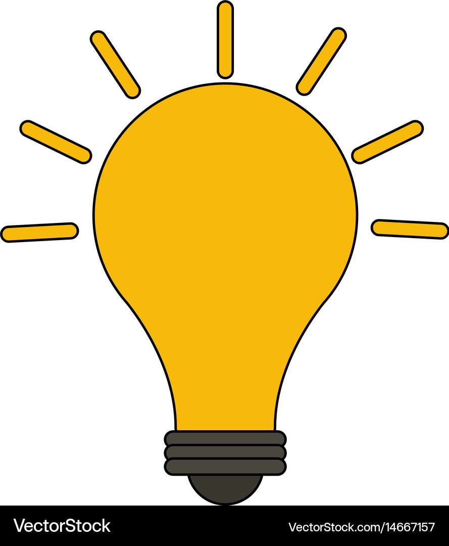 Color image cartoon modern light bulb on with Vector Image