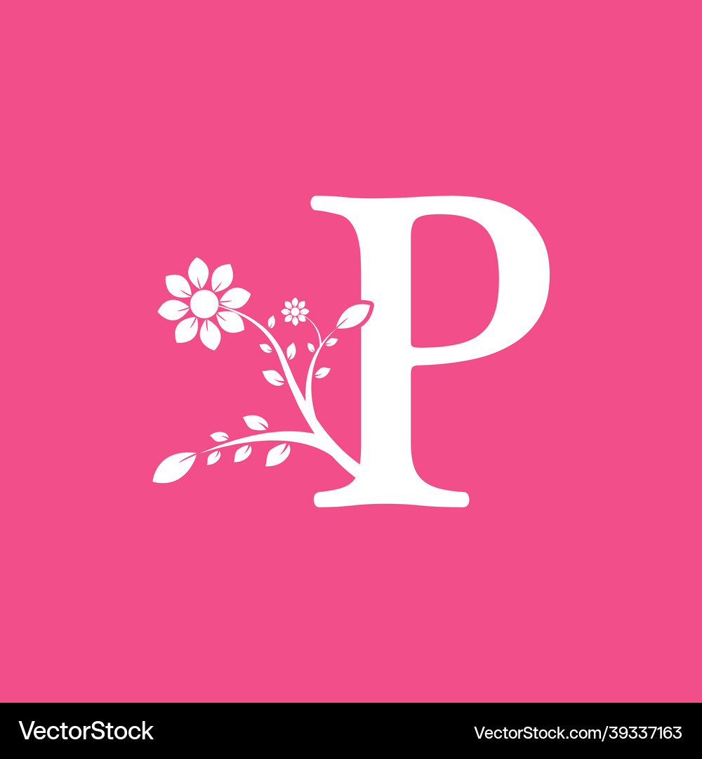 Letter p linked fancy logogram flower usable Vector Image