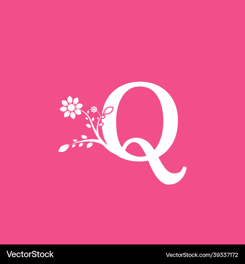 Letter q linked fancy logogram flower usable Vector Image